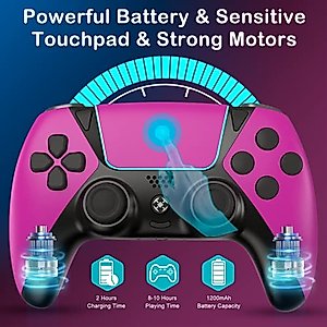 YU33 Ymir Scuf Wireless Controller Works with Modded PS4 Controller, Elite Control Remote Fits Playstation 4 Controller, Joystick/Controles de Pa4 with Mapping/Turbo/1200 mAh Battery, Rose Red/Pink