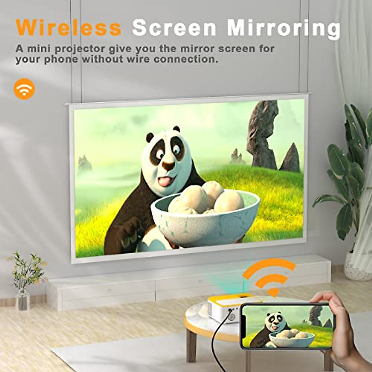 Mini Projector WiFi, EAZVUE A1 Portable Projector for iPhone, 2022 Upgrade 1080P Supported Projector for Outdoor Movies LED Pico Video Projector for Home Theater Movie Projector for iPhone