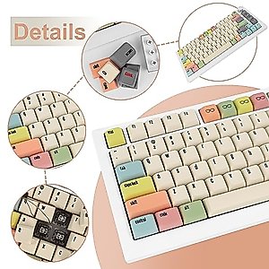JOLINTAL 134 Keys Canvas Retro Beige Keycaps, PBT Custom Keycaps, Dye Sublimation Cherry MX XDA Profile Keycaps for Mechanical Keyboard