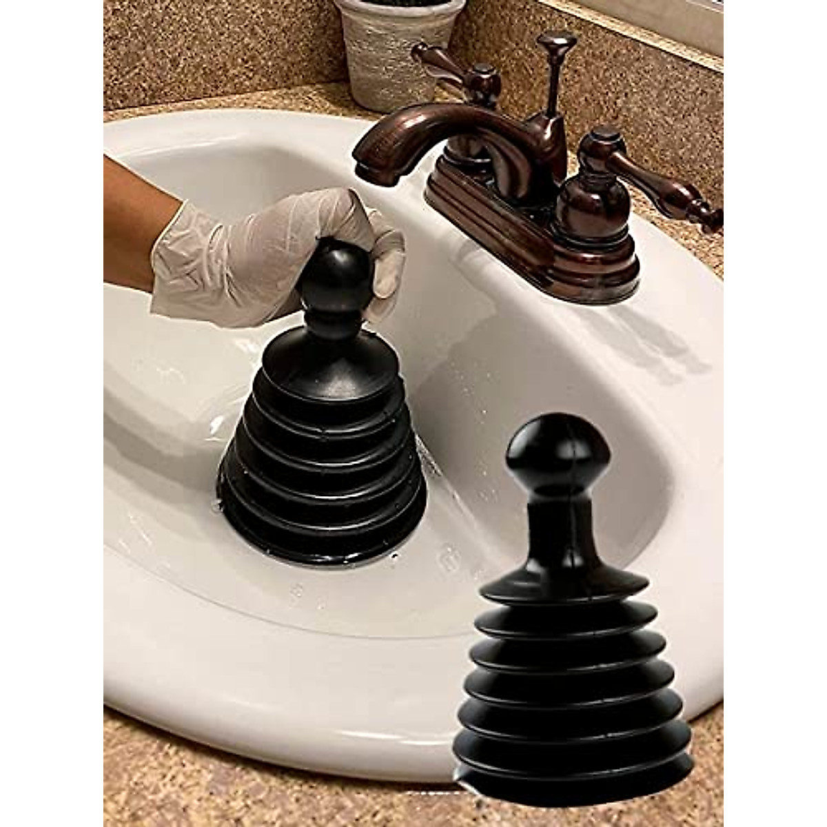 Plunger Mighty Tiny Plunger Designed for Bathroom Kitchen Sinks, Perfect for RV’s. Unclogs Fast & Easy , Black Sink and Drain Plunger for Bathrooms, Kitchens, Sinks, Baths and Showers. Small Powerful