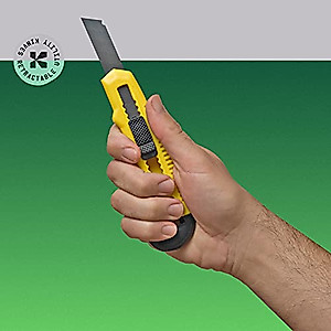 Katzco Retractable Utility Knife Set - 5 Pack - 6 Inch - Heavy Duty Carbon Steel - for Cardboard, Rope, Carpet, Linoleum, Plastic, Leather, Wallpaper, and More