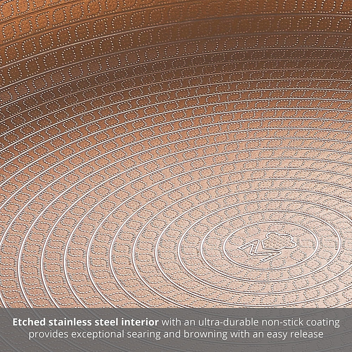 MasterPRO - Giro Collection - 12” Fry Pan with Lid - Tri Ply Stainless Steel Aluminum Core Cookware with Multi-Layer Nonstick Coating - 12” Fry Pan - Metal Utensil Safe