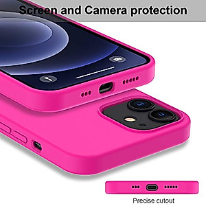 DEENAKIN iPhone 12 Case,iPhone 12 Pro Case with Screen Protector,Soft Flexible Silicone Gel Rubber Bumper Cover,Slim Fit Shockproof Protective Phone Case for iPhone 12 Pro 6.1" Hot Pink