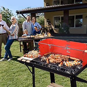 Charcoal Grill Outdoor With Side Tables, Barbecue Grill Backyard Griller Party Bbq Picnic Patio Cooking Charcoal Bbq for Wedding Gift 33.46"L x 16.54"W x33.86"H