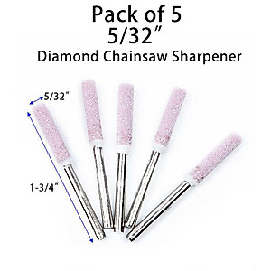 DAGIJIRD 5 Pack Durable 5/32" Craftsman Diamond Chainsaw Sharpening Rotary Bit Burr Stone File