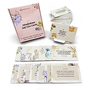 MESMOS 52 Mindfulness Cards with Action Plans. Relaxation Stress Relief Gifts for Women, Positive Affirmation Cards, Anxiety Relief Items, Meditation Self Care Kit, Relaxing Spiritual Gifts for Women