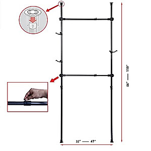 2 Tier Adjustable Clothing Rack,Double Rod Clothing Rack,Free Standing Clothing Racks for Hanging Clothes,Handbags