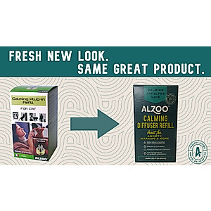 ALZOO Calming Diffuser Refill for Cats, Helps Reduce Unwanted Stress-Induced Behavior, 100% Plant-Based Active Ingredients, Covers Up to 500 Sq. Ft, 1.52 Fl. Oz.