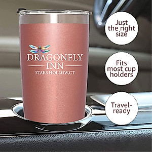 Dragonfly Inn Rose Glod Stainless Steel Insulated Tumblers 20 Oz - Gilmore Girls Merchandise - Women Gifts - Birthday Gifts