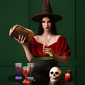 Dandat 24 Pcs Halloween Skeleton Hand Goblets 12oz Plastic Halloween Cups Skull Wine Glass Set Clear Skeleton Wine Glass for Creepy Spooky Halloween Party Decorations(Black, Purple, Orange, Gray)