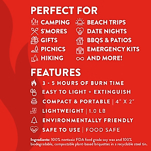 City Bonfires Portable Fire Pit - Mini Fire Pit, Table Top Firepit, No Wood, No Embers, 3-5 Hours of Burn Time - Food Safe for Smores - Lightweight, Emergency Heat, Camping Stove (2-Pack)