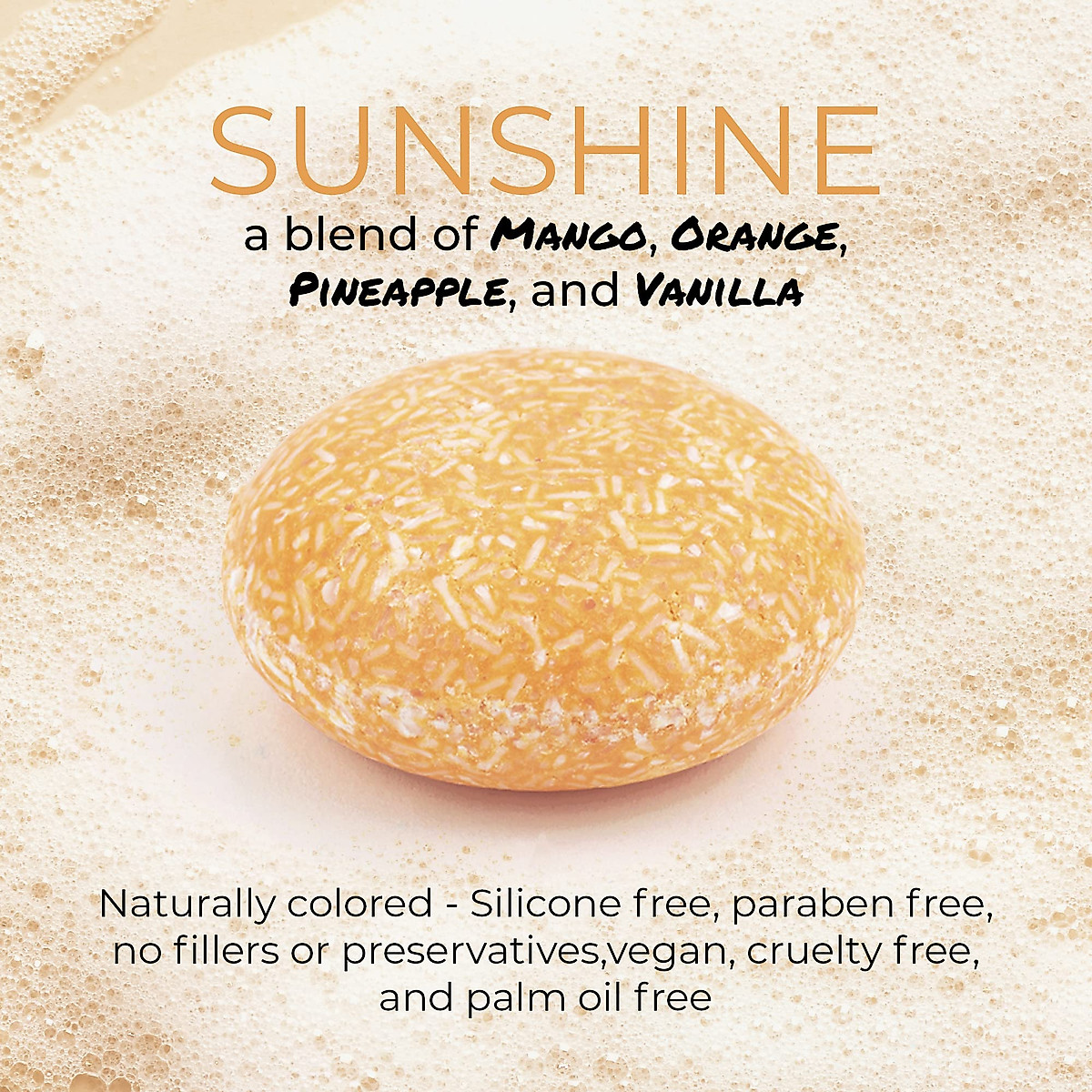 Suds & Co. Solid Shampoo Bar, Zero Waste Shampoo, Natural Shampoo Bar Soap, Sustainable, Eco-Friendly Hair Care - Sunshine, 3.0 Ounce