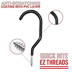 MCIGICM Heavy Duty Bike Hook: 4 Pack Small Size Perfect Hooks | Hangers for Garage Ceiling and Wall Bicycle Storage and Hanging Screw in Bike Storage Hanger