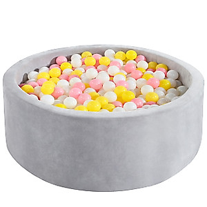 Moncoland Round Foam Kids Ball Pit for Toddlers, Large Baby Ball Pit with Soft Sponge Kids Play Tent Ball Pool, Children Gift Idea for Baby Infant Indoor and Outdoor Game (Gray, No Balls)