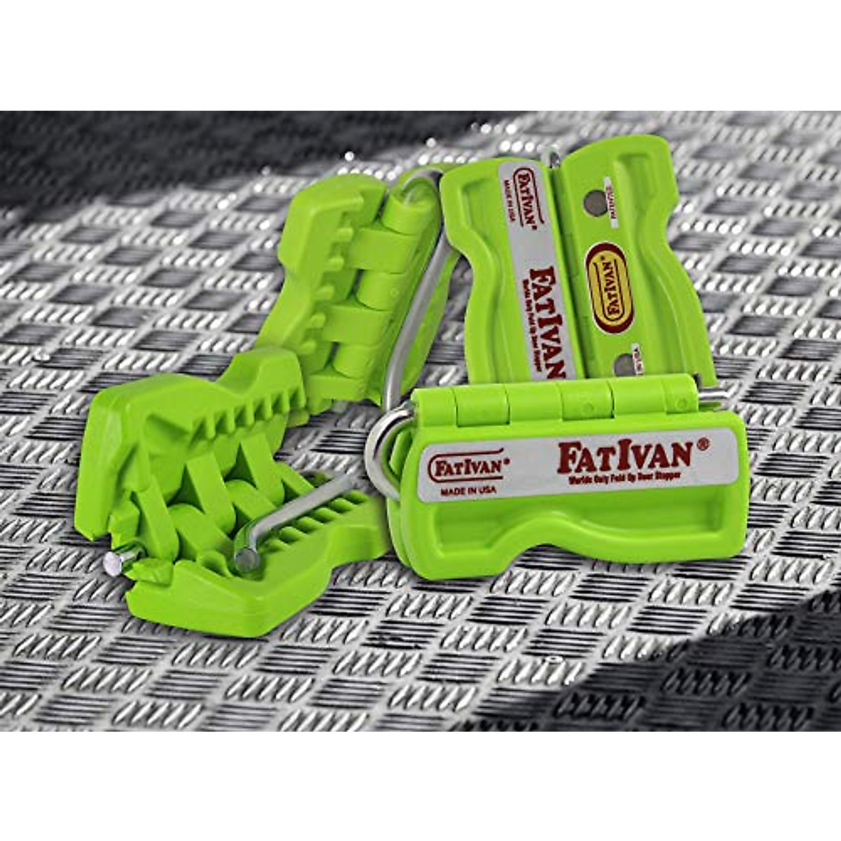 The Original Fat Ivan Fold Up Doorstop Wedge with Magnet - Green (2 Pack)