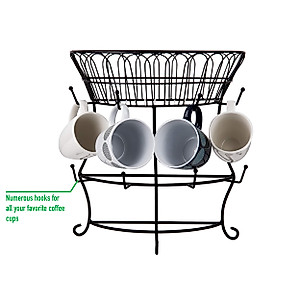 Mind Reader Alloy Collection Single Serve Coffee Storage and 8 Mug Rack, 22 Pod Capacity, Countertop Organizer, Metal, Black