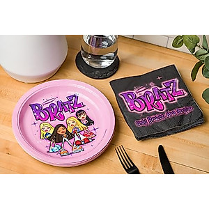 Silver Buffalo Bratz Dolls 32-Piece Purple Paper Napkin and Plate Party Pack Featuring Yasmin, Sasha, Jade, and Cloe