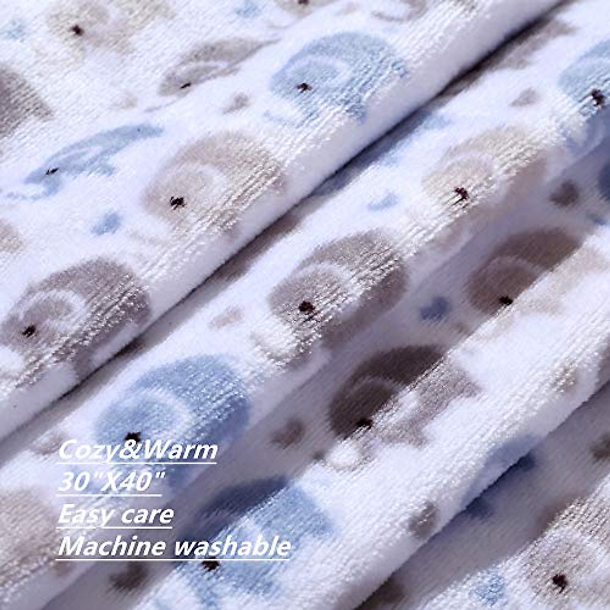 CREVENT 30"X40" Cute Lightweight Silky Cozy Warm Baby Blanket for Boys Infant Toddler Newborn Unisex Crib Cot Stroller, Baby Shower, Summer Spring - Blue Elephant