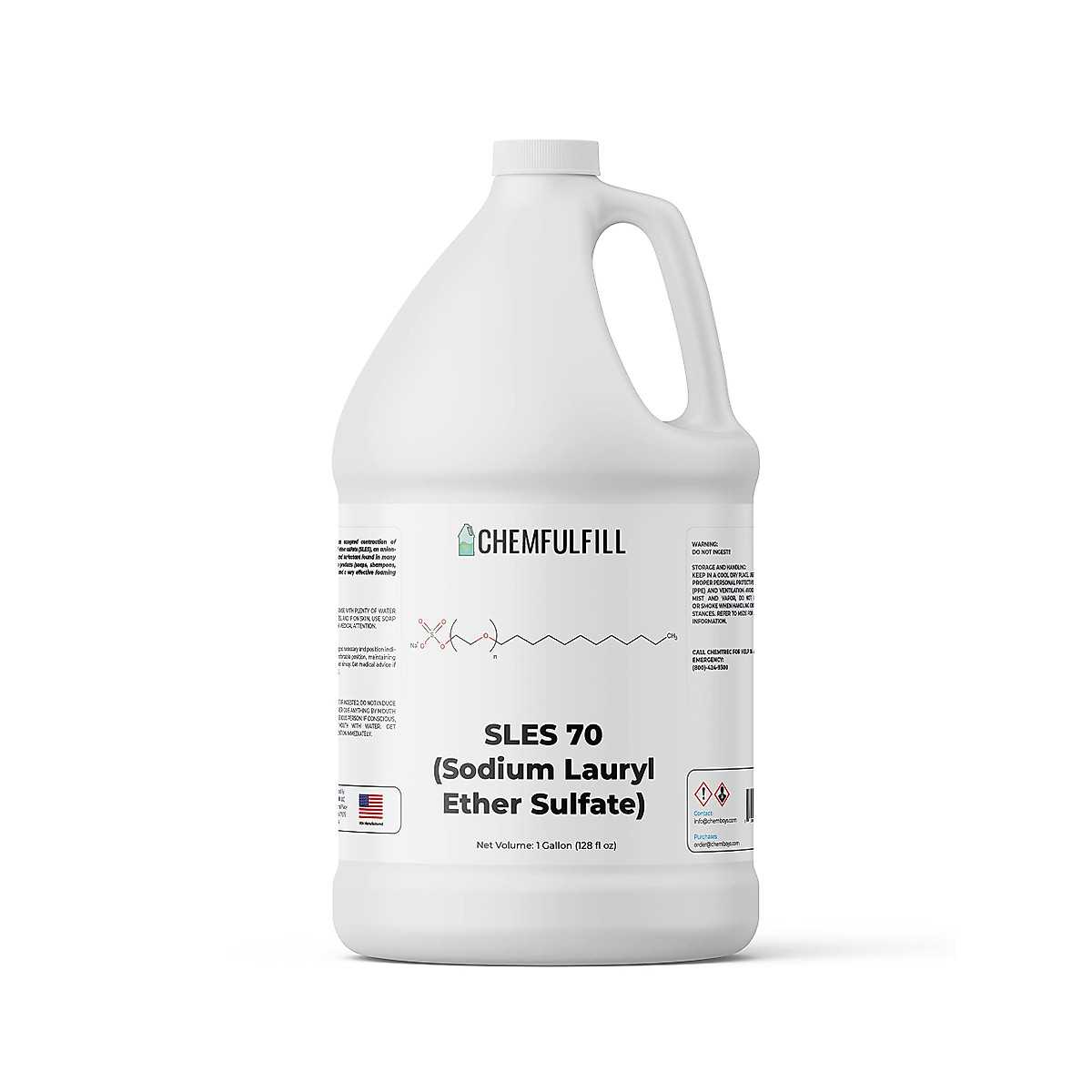 Chemfulfill Sodium Lauryl Ether Sulfate 70% – SLES 70% (SLES70) (Gallon (128 fl oz))