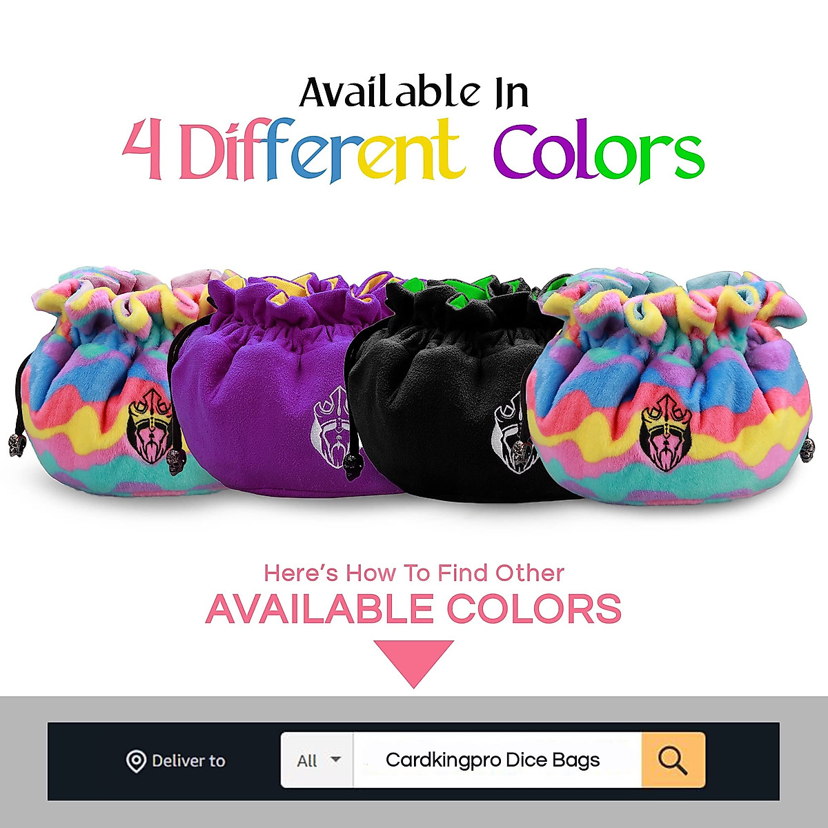 CardKingPro Immense - OCD Edition - Dice Bags with 15 Pockets - Rainbow & Blue - Capacity 200+ Dice - Great for Dice Hoarders [Patented Design]