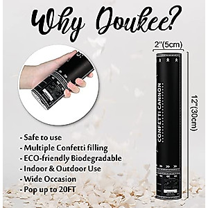 DOUKEE White Butterfly Confetti Cannon,12 Inch Biodegradable White Confetti Poppers Set of 5, Used for Wedding Bridal Shower Birthday Party