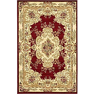 Unique Loom Versailles Collection Area Rug - Charles (5' 3" x 8' Rectangle Red/Cream)
