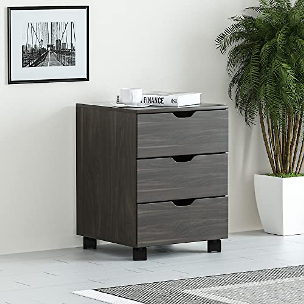 VICLLAX 3 Drawer Dresser Mobile Cabinet Under Desk Storage with Casters for Home Office, Walnut