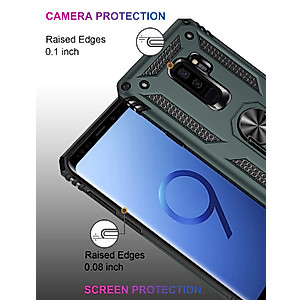 Galaxy S9+ Plus Case,(NOT for Small S9),Military Grade 16ft. Drop Tested Cover with Magnetic Ring Kickstand Compatible with Car Mount Holder,Protective Phone Case for Samsung Galaxy S9 Plus Pine Green