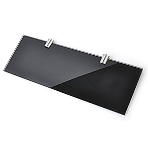 BSM Marketing Gloss Black Glass Shelf with Two Chrome Finish Brackets 300mm x 100mm Toughened Safety