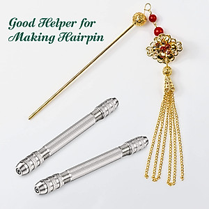 Double Ended Pin Vise DIY Hand Drill Pin Vise Resin Drill Wire Twisting Tools with Copper Collet Copper Drill Jewelry Making Tools for DIY Hairpin Keychain Bracelets Necklace (4 Pieces)