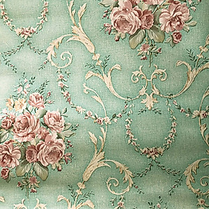 Moyishi Vintage Floral Rose Paper Peel & Stick Shelf Liner Dresser Drawer Sticker 17.7''x78.7'' (M Green)