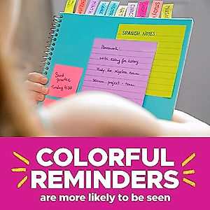 Post-it Super Sticky Notes, 3x3 in, 5 Pads, 2x the Sticking Power, Energy Boost Collection, Bright Colors, Recyclable (654-5SSUC)