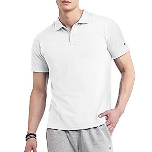 Champion, Comfortable Athletic, Best Polo T-Shirt for Men, White with Taglet, Medium