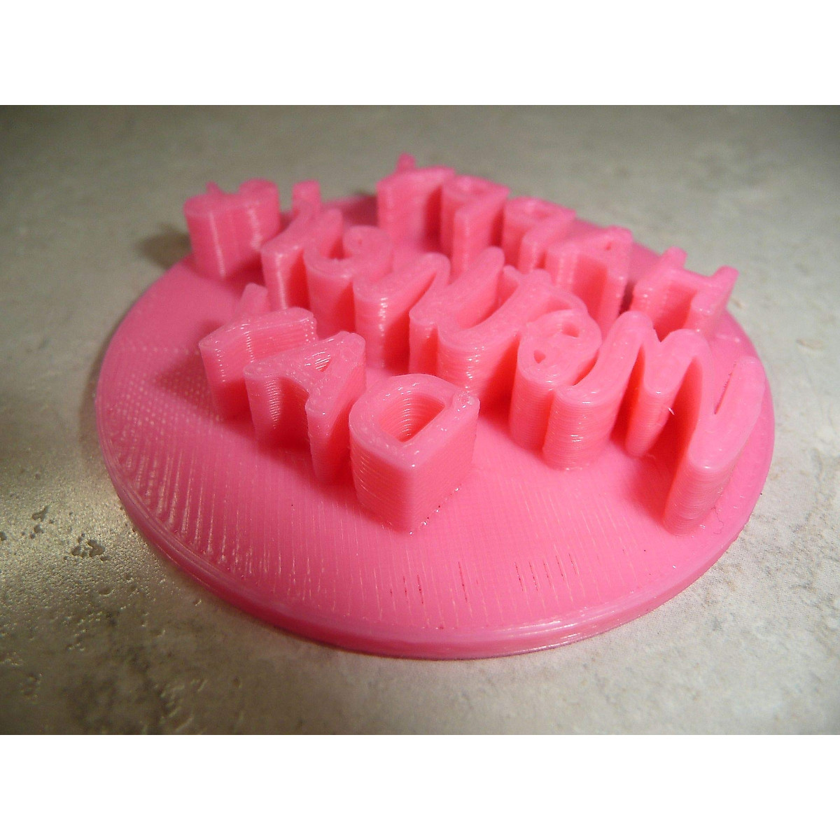 YNGLLC HAPPY MOTHERS DAY WORDS BLOCK SCRIPT FONT MOM MOMMY MAMA COOKIE STAMP EMBOSSER BAKING TOOL 3D PRINTED MADE IN USA PR4195, Pink