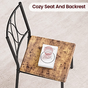 GAOMON Dining Table Set for 4, Kitchen Table and Chairs for 4, Dining Room Table Set with 4 Wood and Metal Chairs, Rectangular Kitchen Table Set for Small Space, Apartment, Studio, Rustic Brown