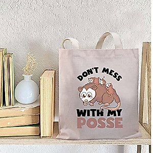 BDPWSS Possum Tote Bag Opossum Lover Gift Possum Mom Gift Don't Mess With My Posse Funny Possum Travel Pouch for Possum Owner (Mess my posse TG)