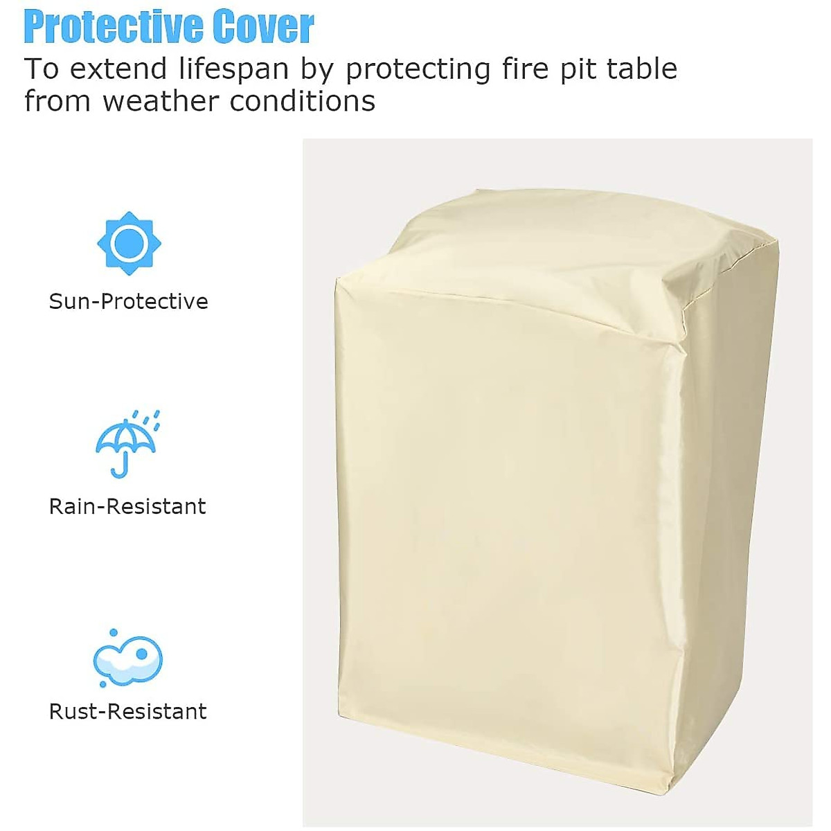 S AFSTAR Propane Firebowl Column, 40,000 BTU Outdoor Gas Fire Pit Realistic Look Firepit Heater w/Adjustable Feet, Free Lava Rocks & Rain-Cover, Propane Fire Pit Table for Outside (Natural Stone)