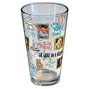 Friends Famous Classic Quotes 16oz pint glass Friends The TV Show (1 Glass Included)