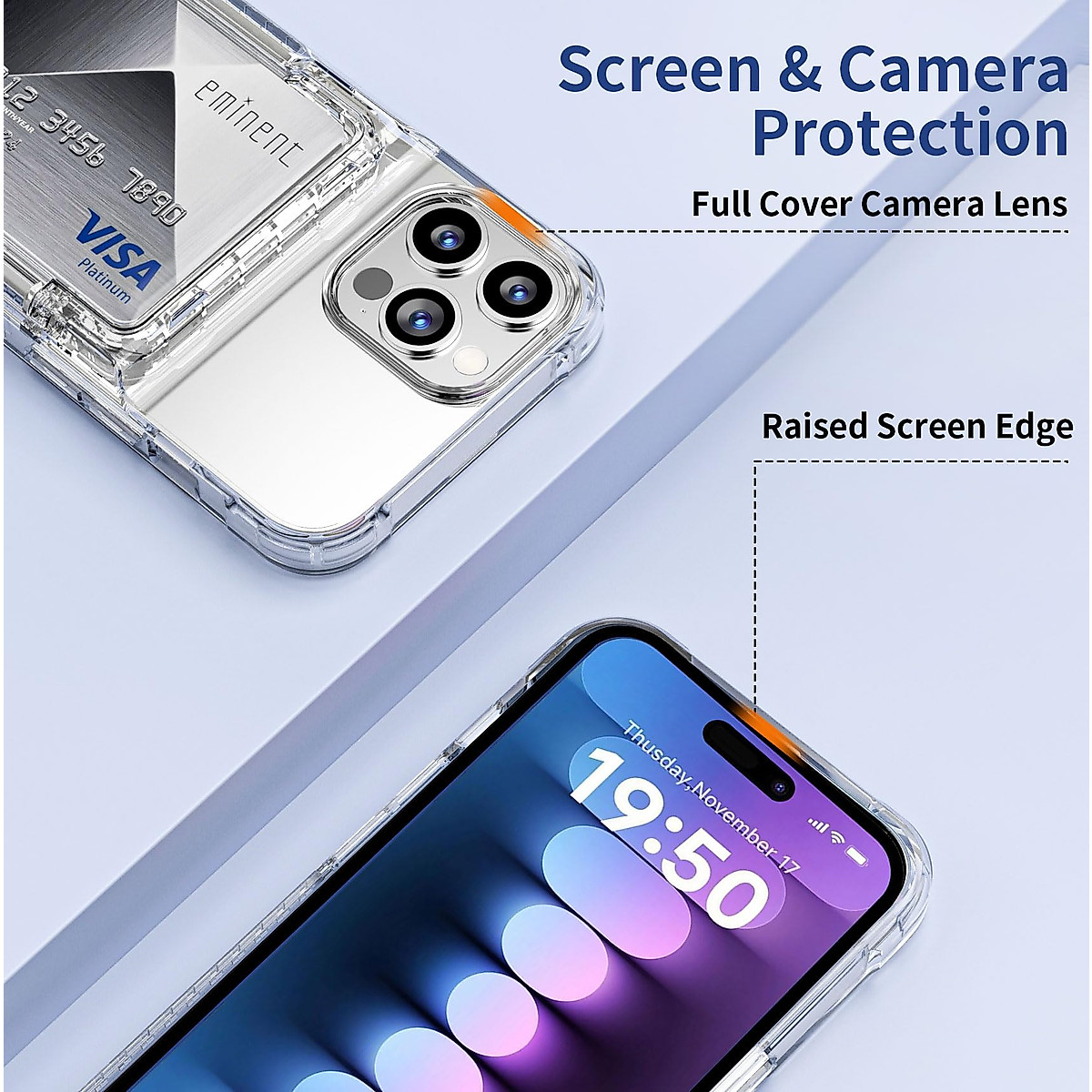 ACANDYA for iPhone 15 Pro Max Case Wallet Clear Protective Phone Case with Credit Card Holder Heavy Duty Protection Shockproof Anti-Scratch Anti-Yellow Cover for iPhone 15 Pro Max 6.7 inch Transparent