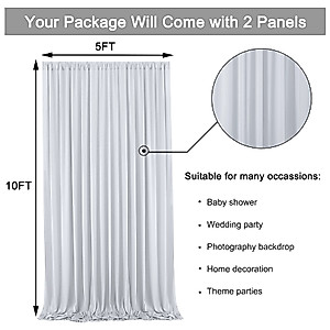 10ftx10ft Silver Wrinkle-Free Backdrop Drapes, Not See-Through Silver Polyester Background Curtains Backdrop Decorations for Party