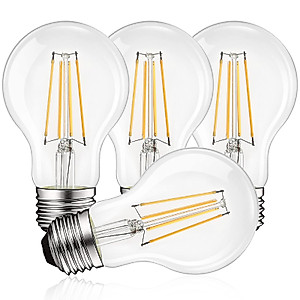 LUXRITE Vintage A19 LED Light Bulbs 60W Equivalent, 3000K Soft White Dimmable, 800 Lumens, Standard LED Edison Bulb 8W, UL Listed, E26 Base (4 Pack)