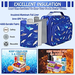 Large Kids Lunch Box, Insulated Lunch Bag for Girls Boys Teens Toddlers Cute School Lunch Tote with Shoulder Strap, VONXURY