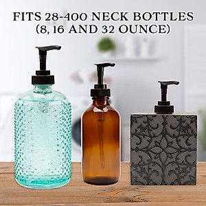 Cornucopia Brands 28-400 Replacement Pumps for Soap Dispensers/Lotion Bottles (6-Pack); Plastic Standard Size Replacement Pump Parts w/ 9-Inch Dip Tubes