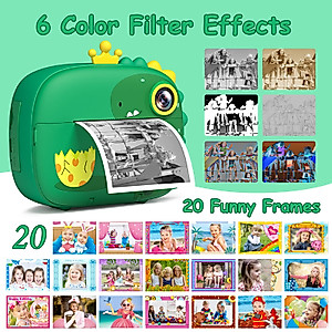 Kids Instant Camera for 3-8 Toddlers Boys Girls Christmas Birthday Gifts 2.4 Inch Screen 12MP / 1080P HD Video Camera Baby Instant Print Digital Camera