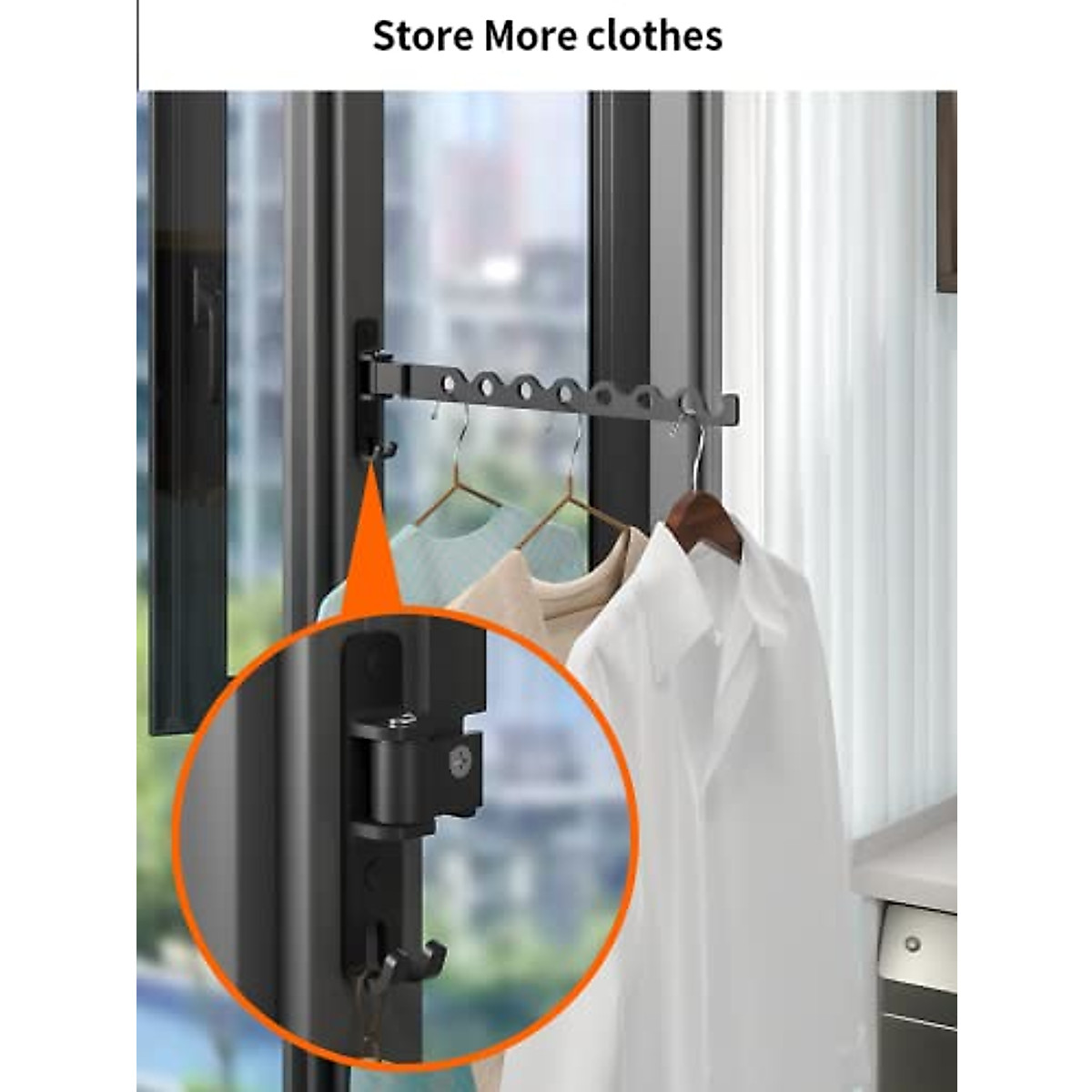 Dr.DJ Wall Mount Coat Hanger Rack, Laundry Clothes Drying Organizer Rack Garment Hooks Aluminium Retractable Folding Indoor Wall Mounted Hanger Space Saver for Laundry Room Bedroom (2 Racks) Black