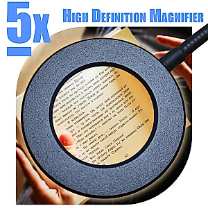 Clip on Magnifying Glass with Light for Crafts Hand Free 5X, 3 Color 48 LED Magnifying Lamp with Light, Desk Lamp with Magnifying Glass and Light, Desk Light with Magnifying Glass Lamp, Magnifier lamp