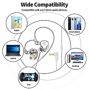 KZ DQ6 in-Ear Monitor Headphones Wired IEM - Professional Stereo HiFi Bass Noise in Ears Earphones for Singers Musicians