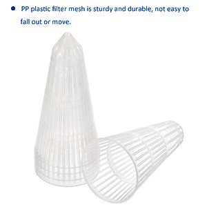 M METERXITY 5 Pack Plant Pot Hole Mesh Pads - Cone Shape Bonsai Flowerpot Drainage Grid Screen Apply to Outdoor/Garden (160x82mm, Clear)