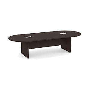 Thaweesuk Shop New 10 FT Laminate Espresso Finishes Modern Executive Oval Racetrack Shaped Conference Room Table Panel Style Legs Grommets Boardroom Office Meeting Desk Hardwood 118''L x 47''W x 29''H