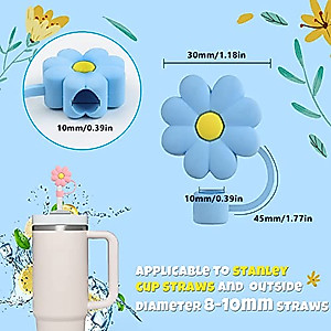 MONKLE 8Pcs Straw Covers Cap for Stanley Cup, Straw Topper Compatible with Stanley Cup & Simple Modern with Handle, Silicone Reusable Straw Tips 8-10mm for Stanley Cup & Simple Modern Accessories